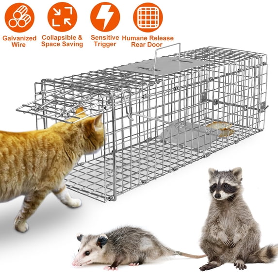 Cat Trap Cage Catch Release Live Animal Rodent Cage Collapsible ...