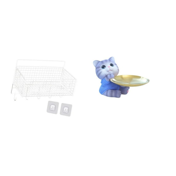 Cat Tray Bear Figurine Hanging Storage Basket Durable Metal Wire and ...