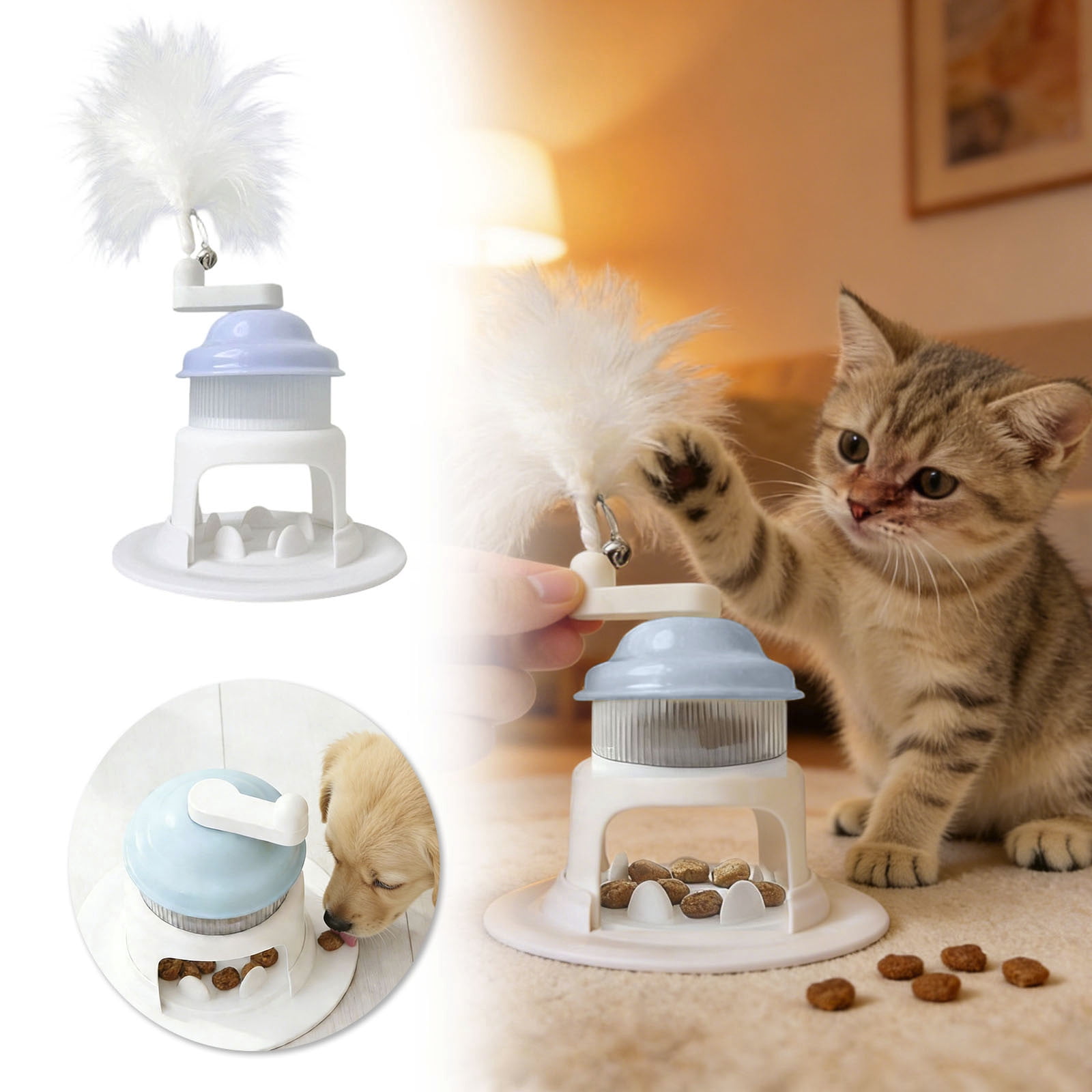 Cat Treat Dispenser Interactive Slow Feeder Ice Shaver Shape Toy Dogs ...
