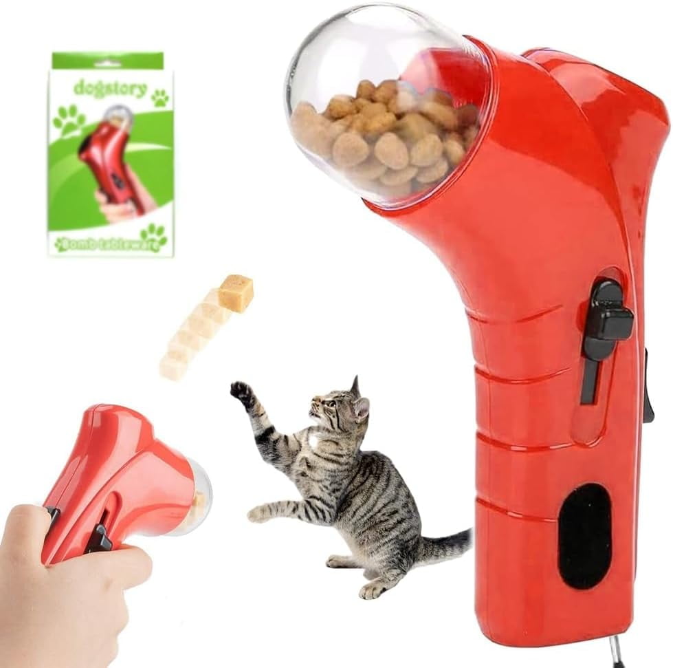 Cat Treat Launcher Gun, Cat and Dog Food Shooter Gun, Handheld ...