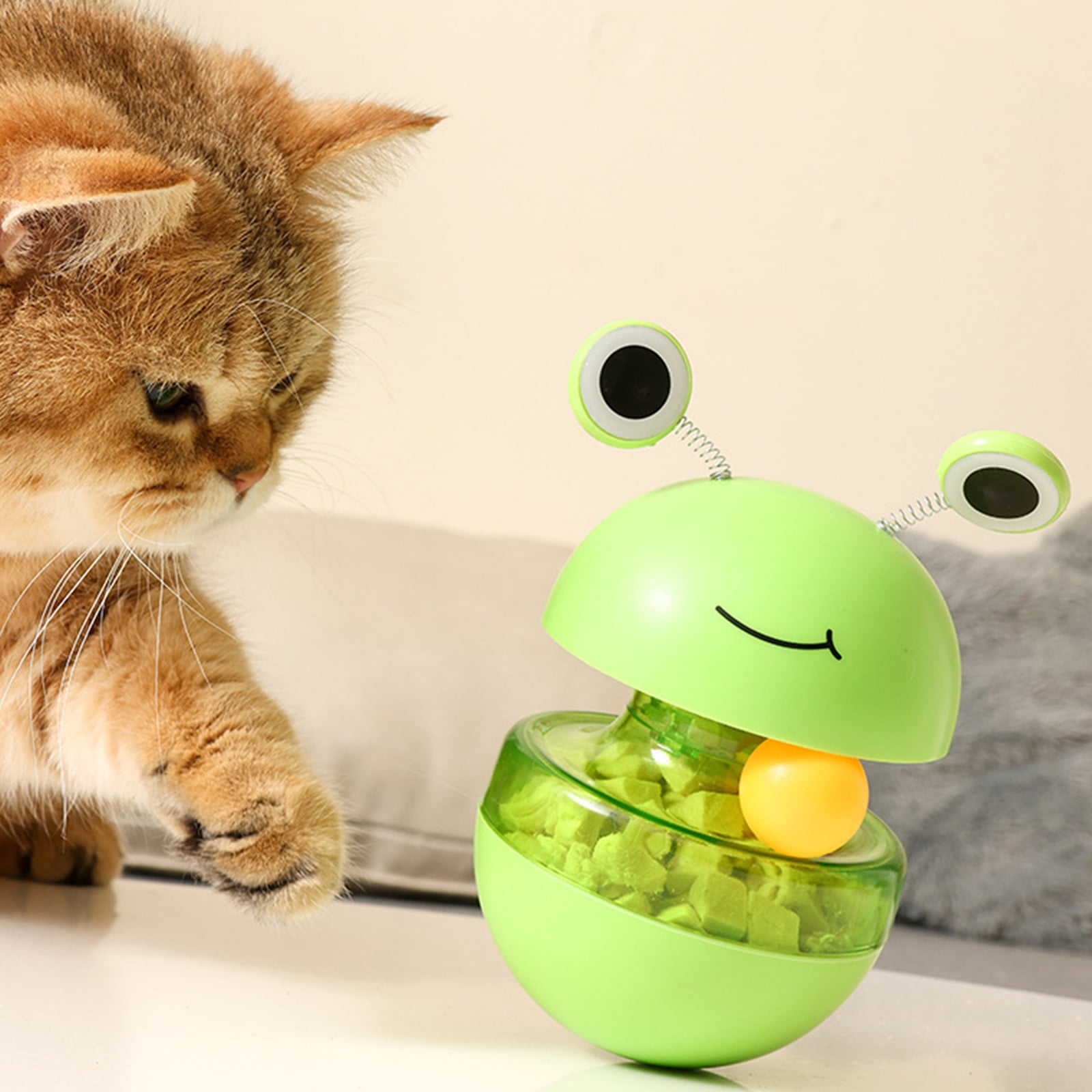 Cat Treat Puzzle, Interactive Wobble Cat Toy, Built -in Treat Dispenser ...