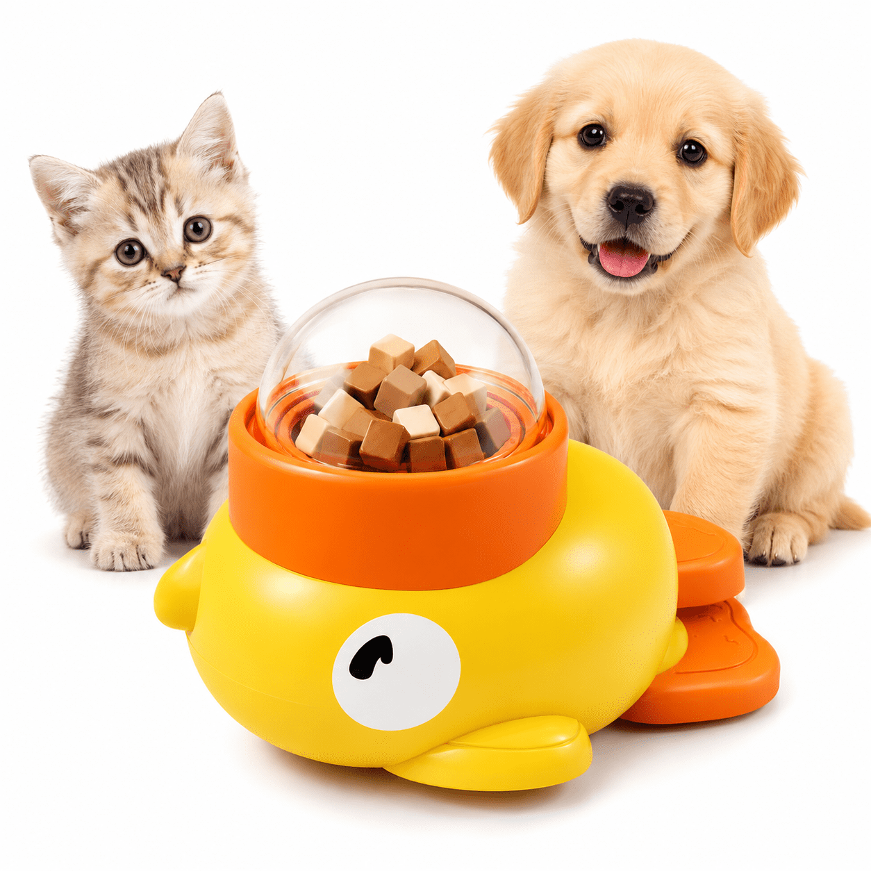 Cat Treat Toy, Duck Shape Interactive Puzzle Feeder & Slow Feeder ...