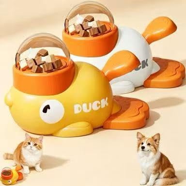 Cat Treat Toy, Interactive Yellow Duckie Slow Feeder for Indoor Cats ...