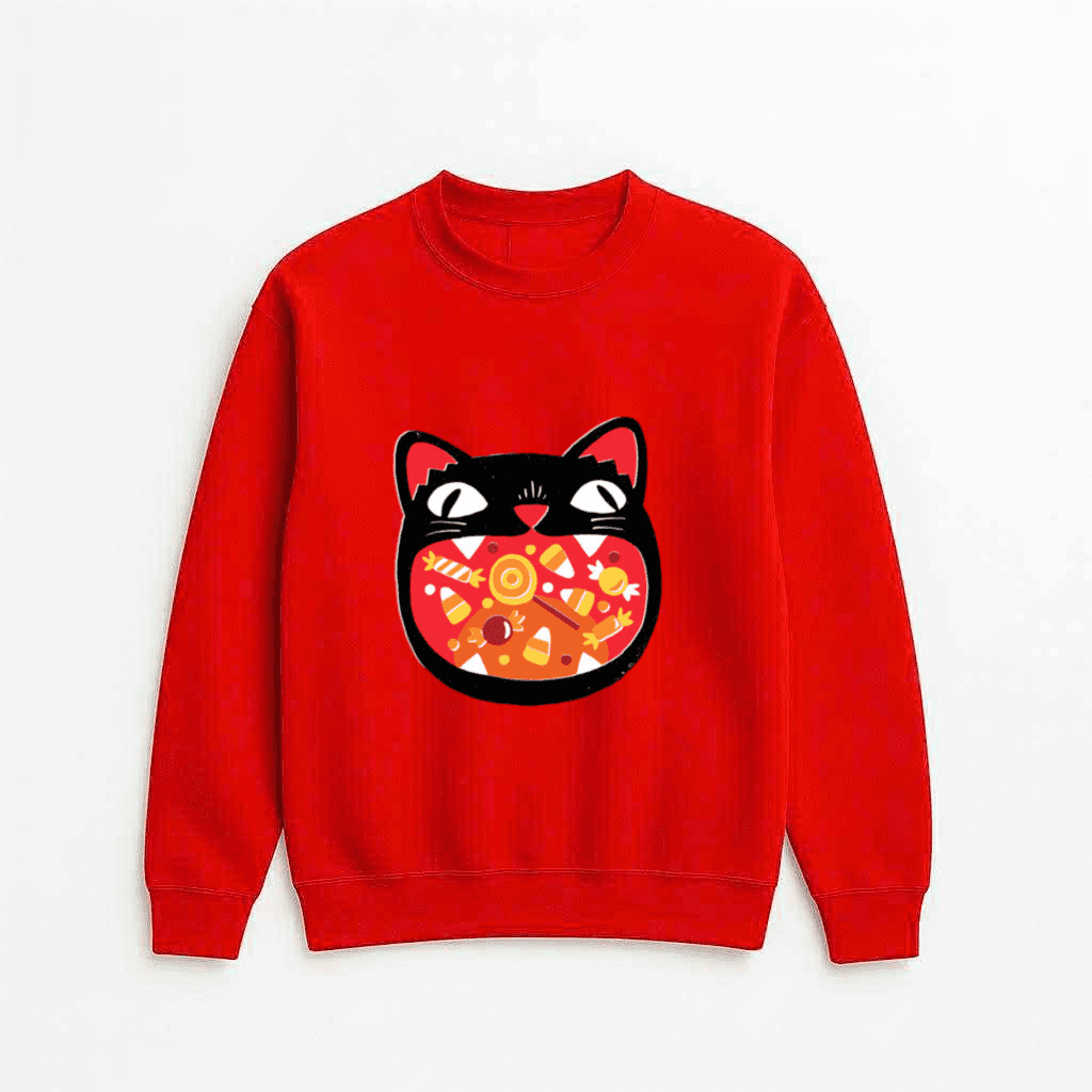 Cat Treats Funny Cute Kitten Snack Time Illustration Sweatshirt, up to ...