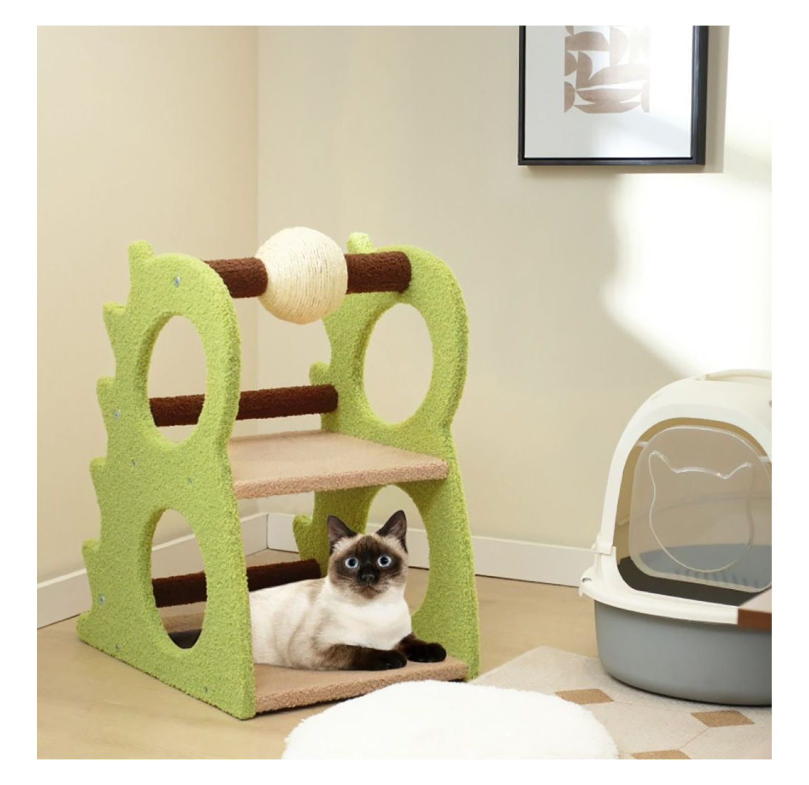 Cat Tree 2-Tier for Indoor Cats, Sisal Scratching Post with Rotatable ...
