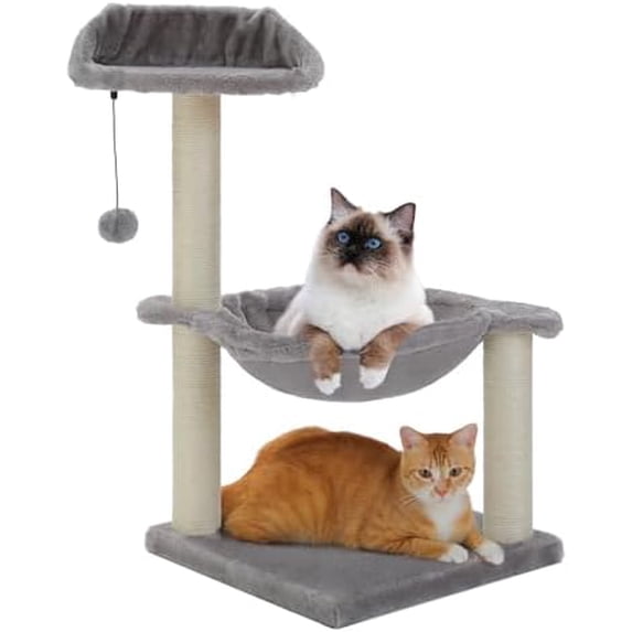 Cat Tree 28", Cat Scratching Post with 15.7" Large Cat Hammock Bed for ...