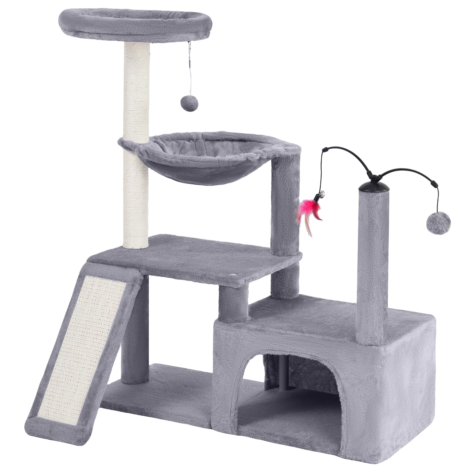Cat Tree 288 Grey Multi-functional Indoor Cat Rest and Play Tower ...
