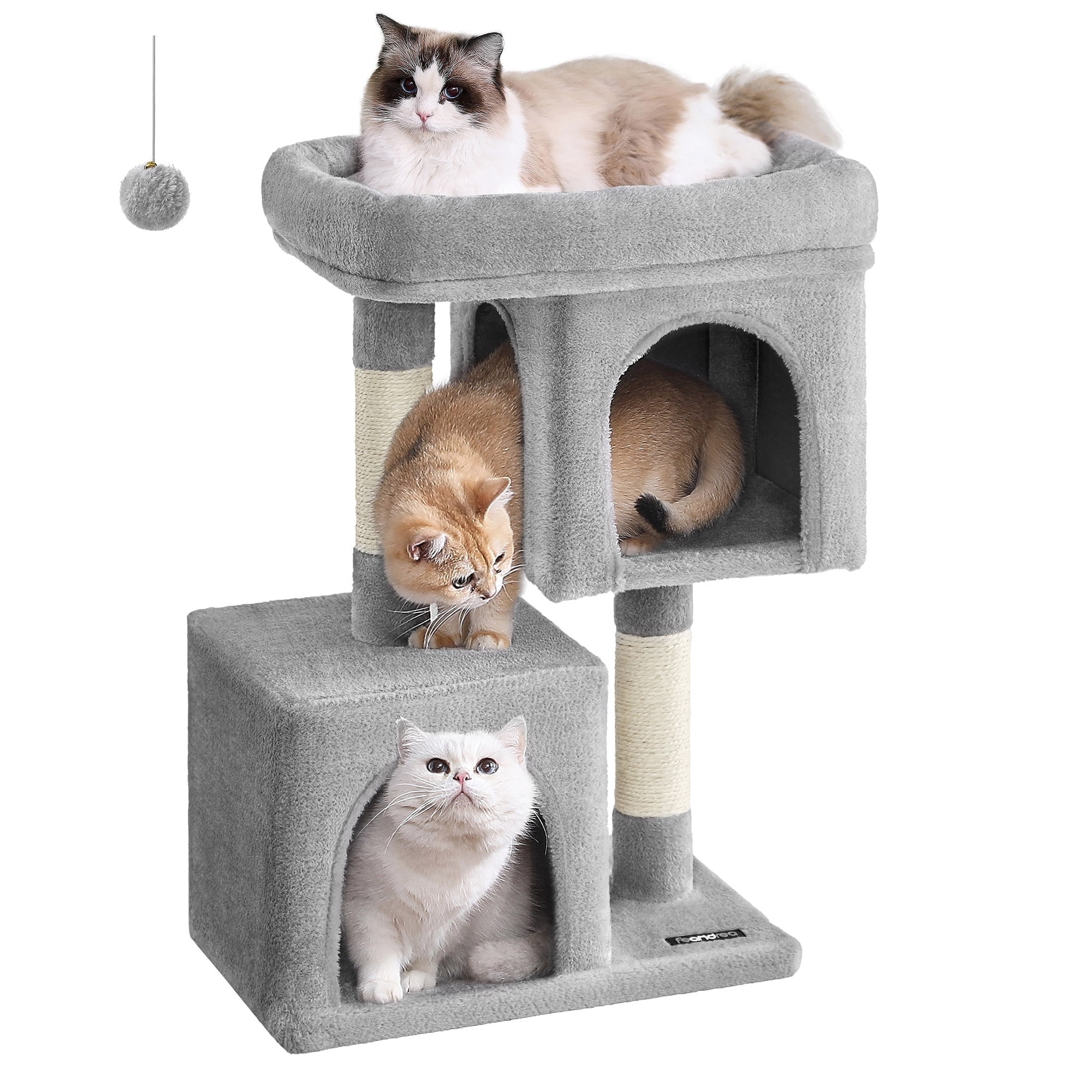 Cat Tree 29.1 Inch Cat Tower with Large Perch, 2 Cat Caves, Scratching ...