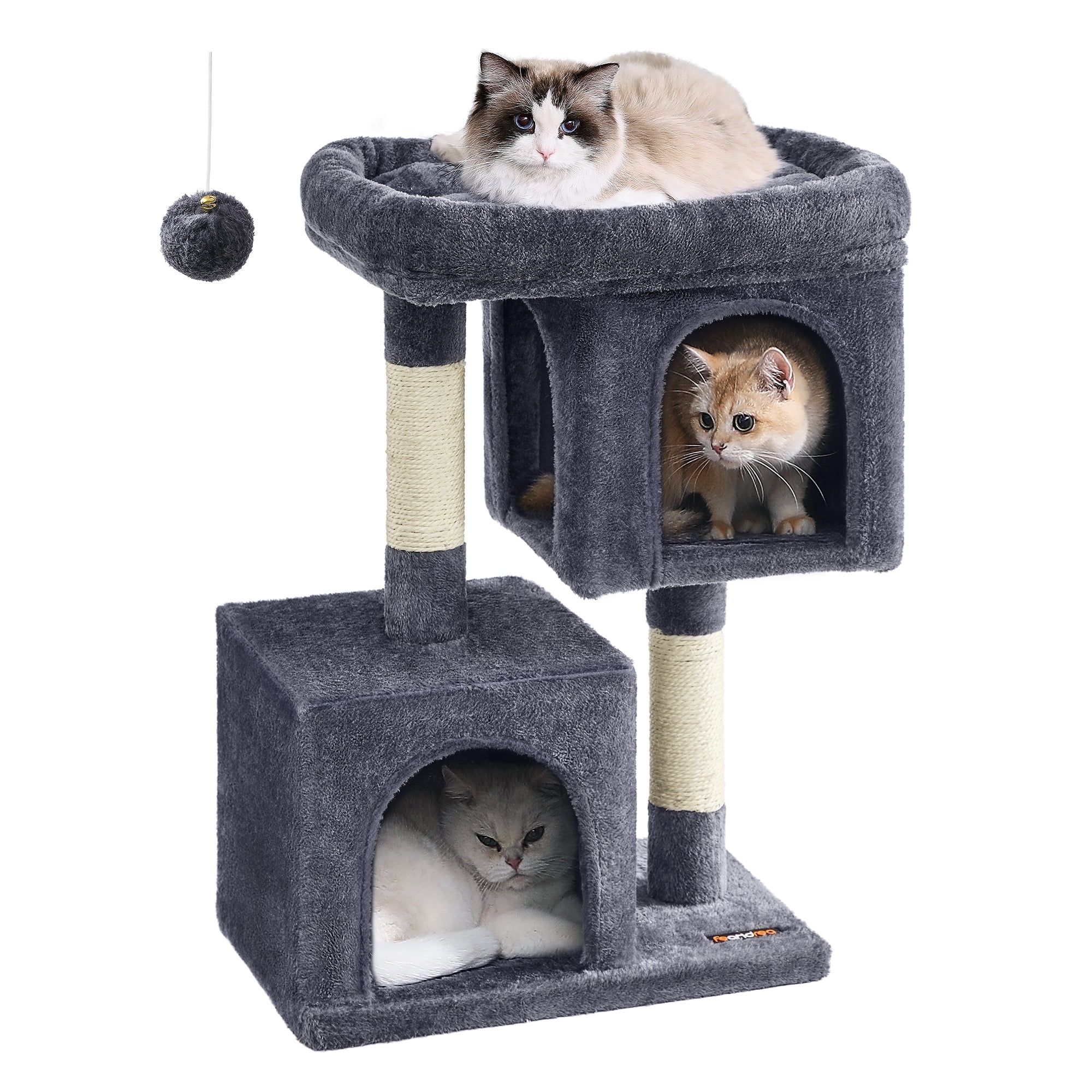Cat Tree 29.1 Inch Cat Tower with Large Perch, 2 Cat Caves, Scratching ...