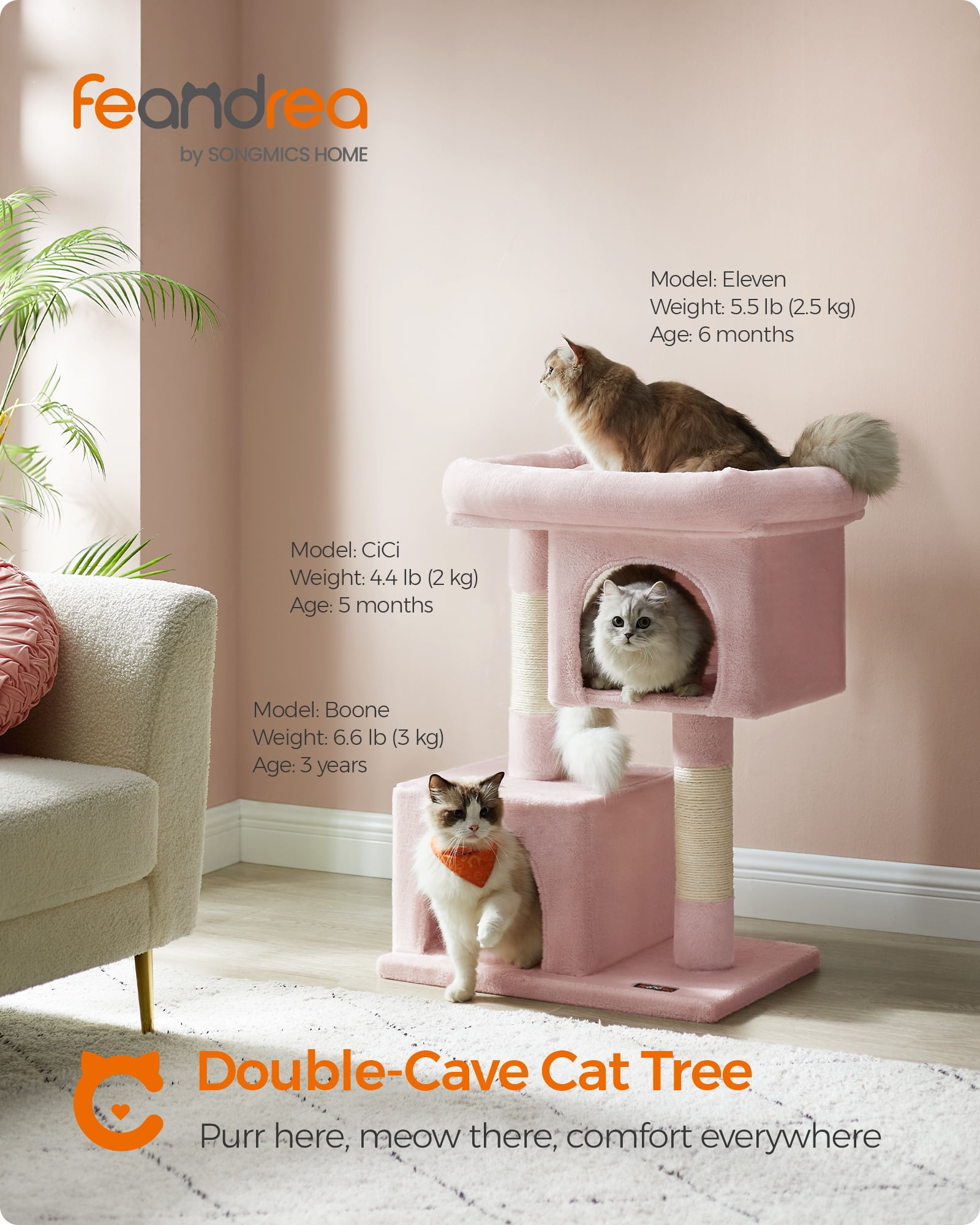 Cat Tree, 33.1-Inch Cat Tower, Cat Condo for Large Cats up to 16 lb ...