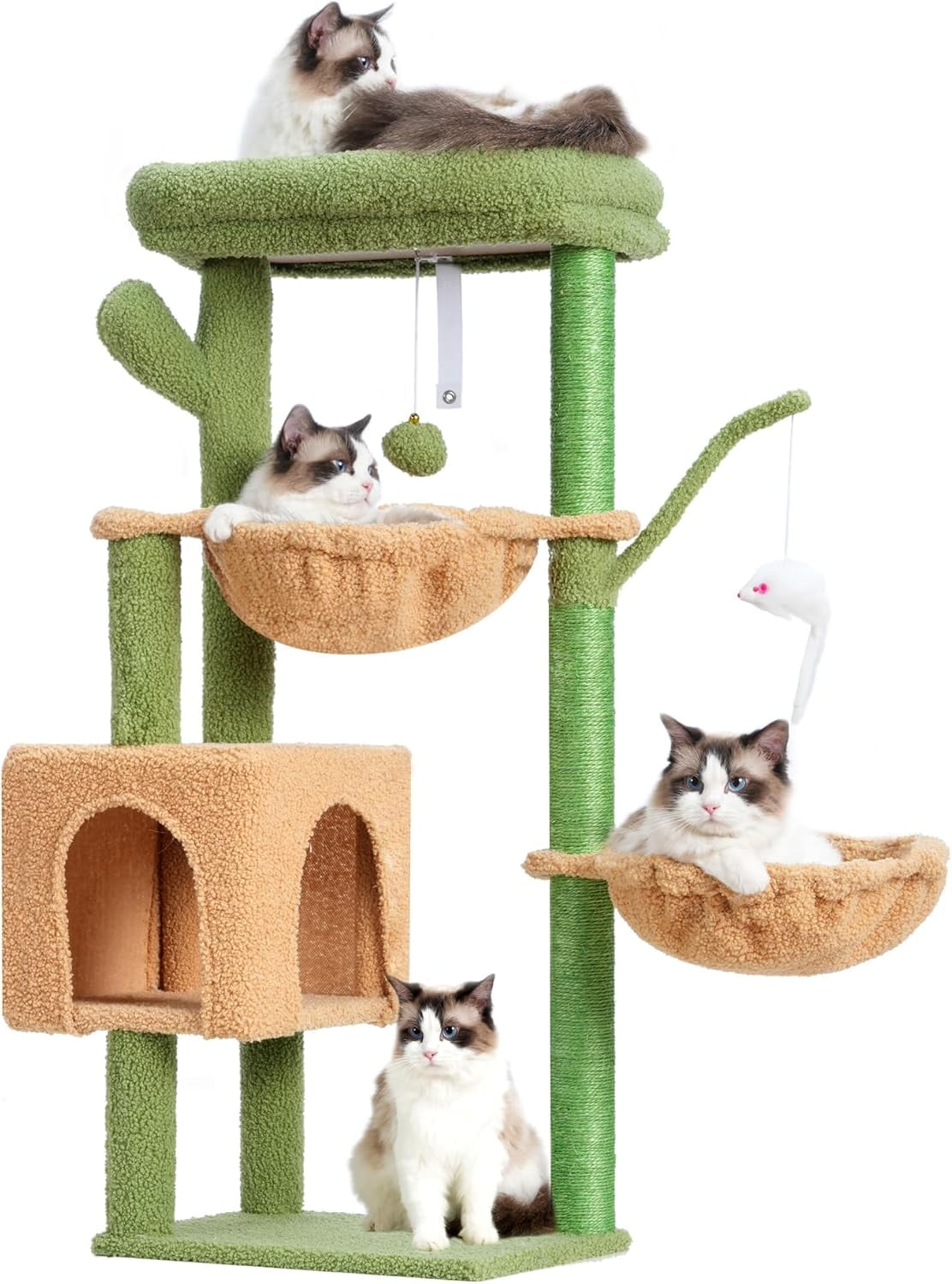 Cat Tree, 39.4 Inches Cactus Tower Condo with Scratching Post, Cat ...