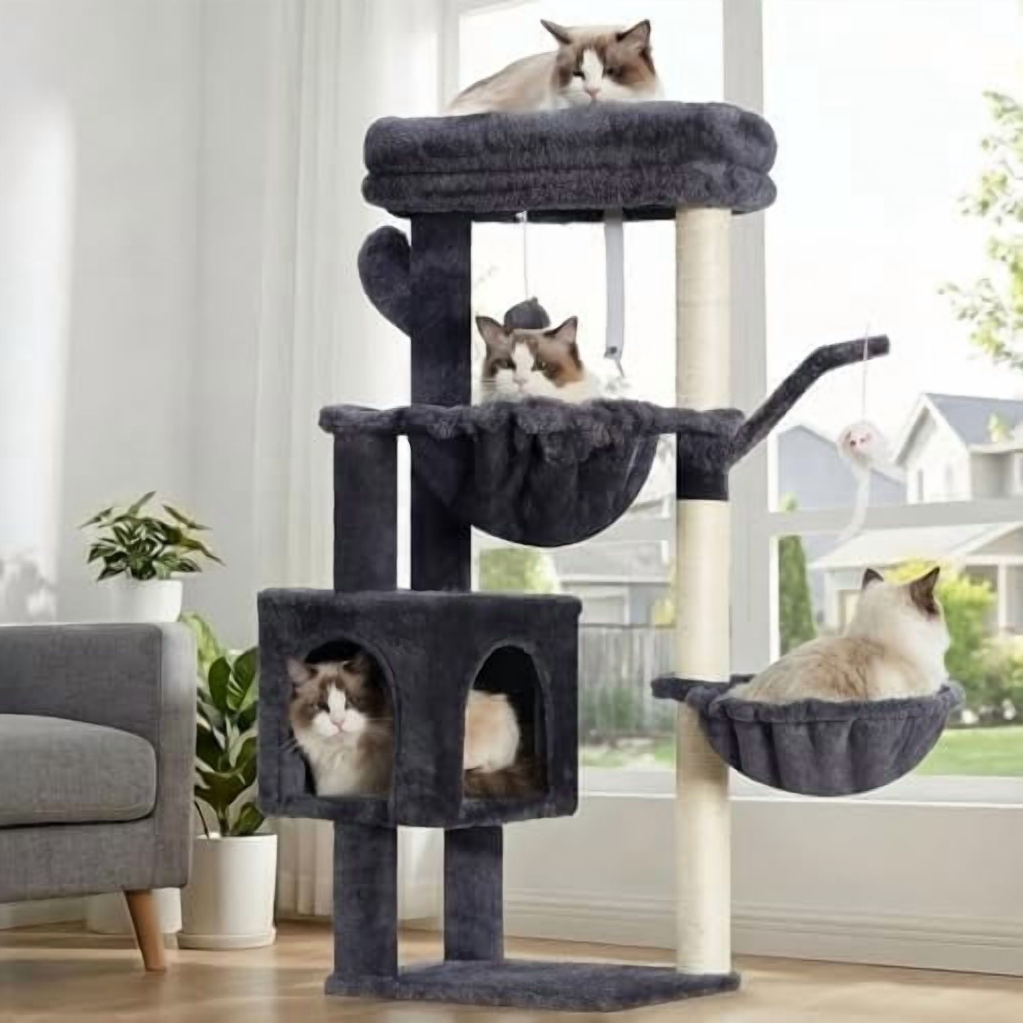Cat Tree, 39.4 Inches Tower Condo with Scratching Post, Cat Tower for ...