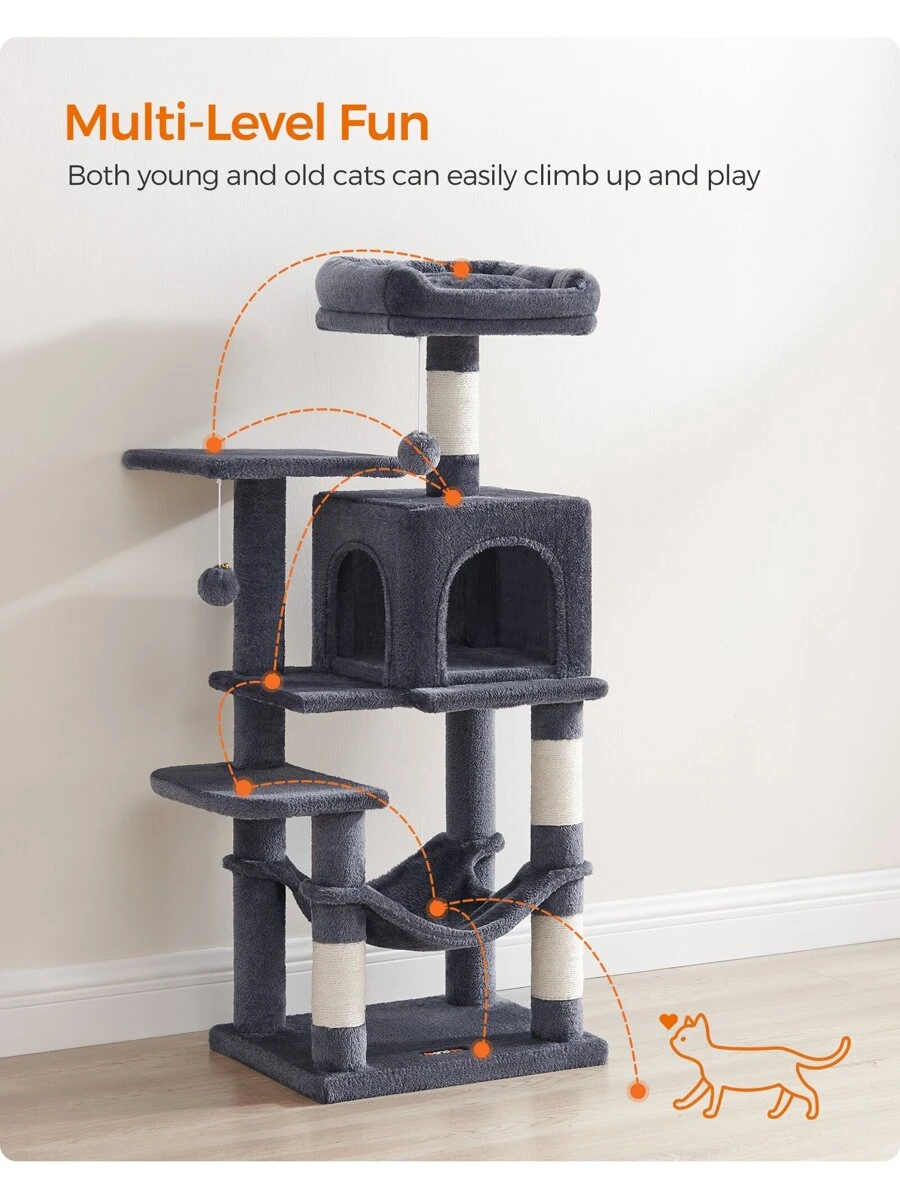 Cat Tree, 44.1-Inch Cat Tower For Indoor Cats, Multi-Level Cat Condo ...
