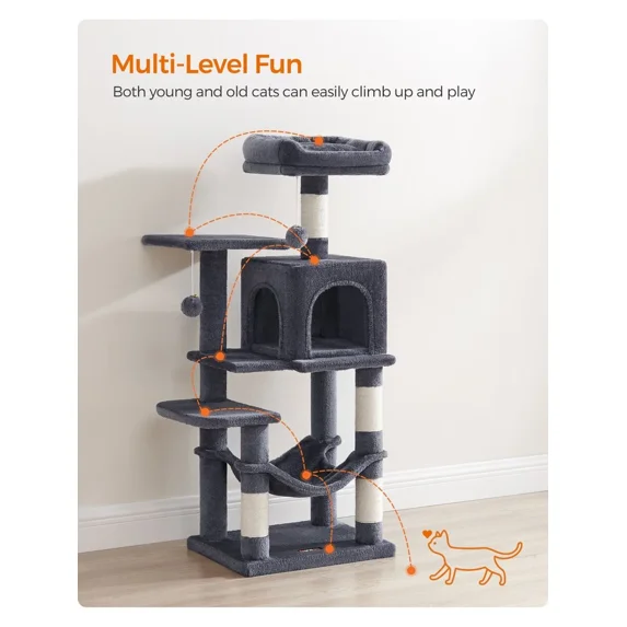 Cat Tree, 44.1-Inch Cat Tower For Indoor Cats, Multi-Level Cat Condo ...
