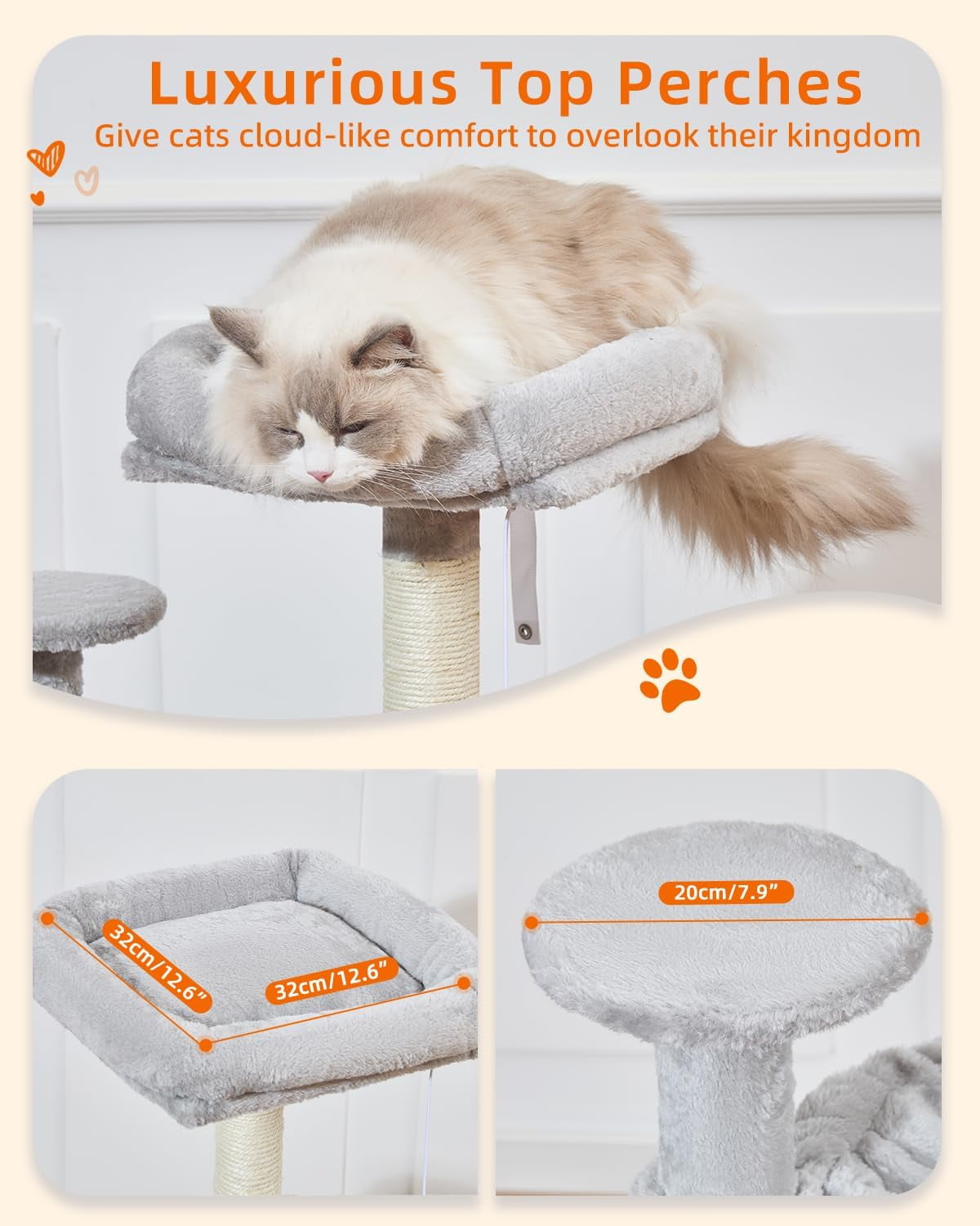 Cat Tree, 48-Inch Cat Tower for Kittens, Cat Tree Tower with 5 ...