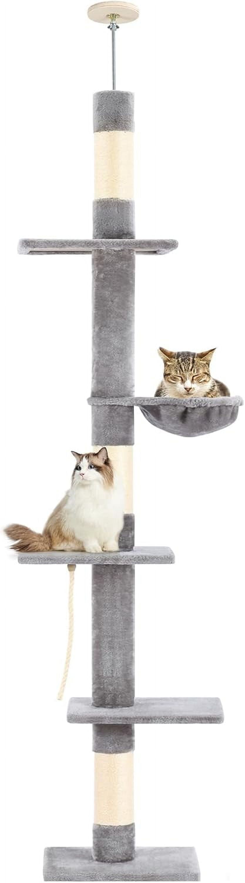 Cat Tree 5-Tier Floor to Ceiling, 89-109 Inch Adjustable Height Cat ...