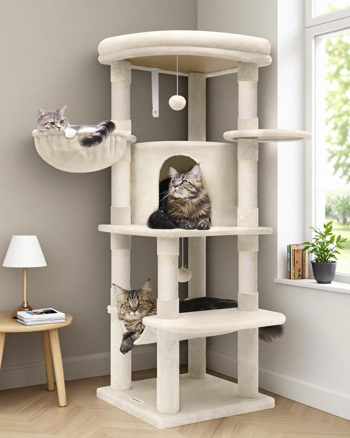 Cat Tree, 51in Curved Series Modern Cat Tower for Indoor Cats with ...