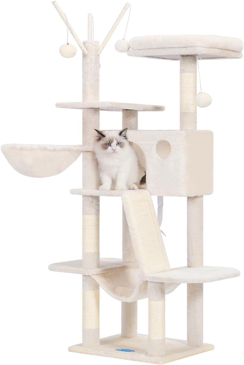 Cat Tree, 53 inch Cat Tower for Indoor Cats, Cat House with Padded ...