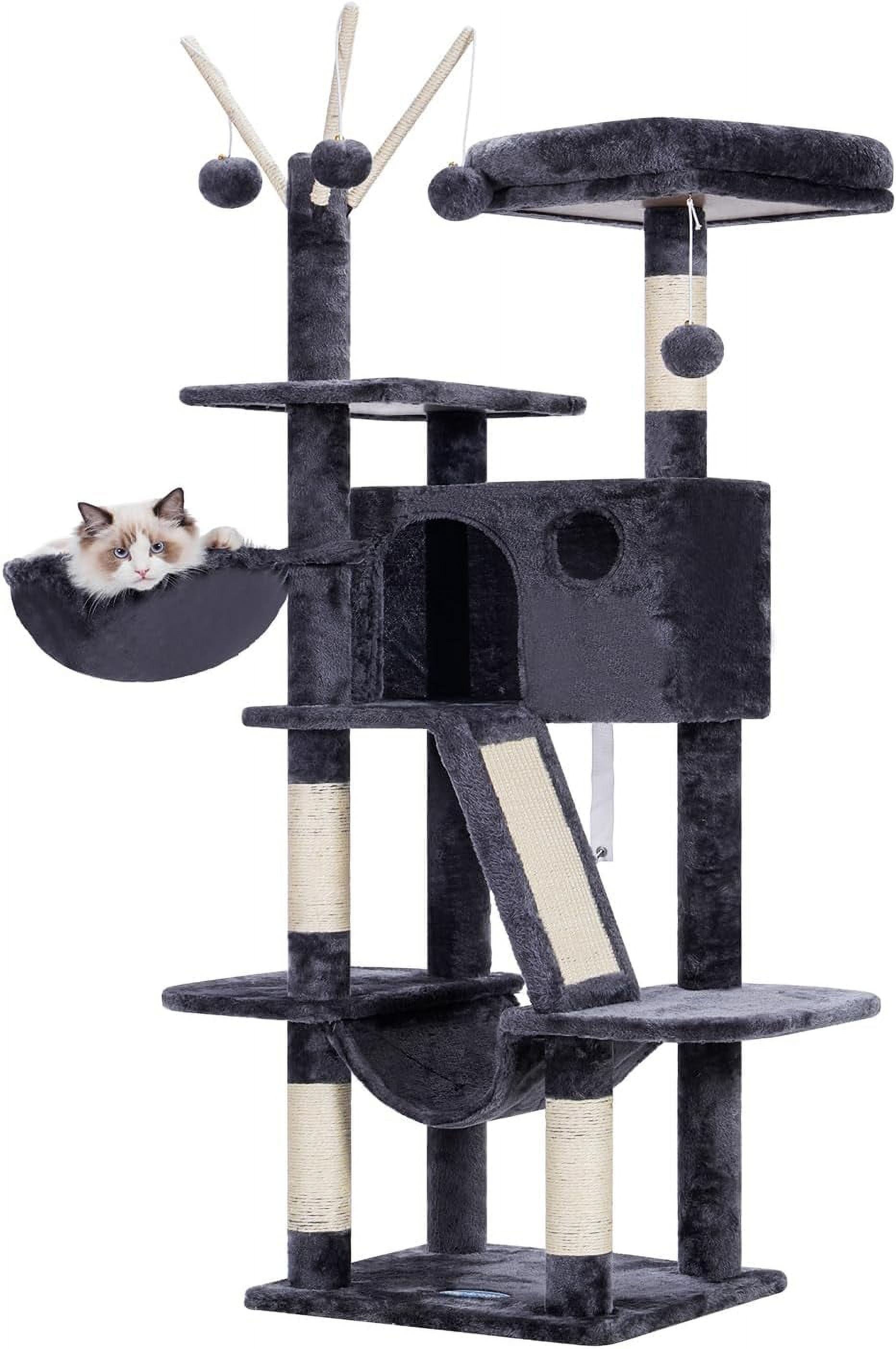 Cat Tree, 53 inch Cat Tower for Indoor Cats, Cat House with Padded ...