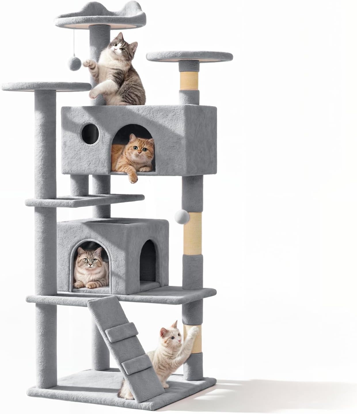 Cat Tree, 54 Inch Cat Tower for Indoor Cats, Multi-Level Cat Tree Tower ...