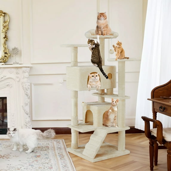 Cat Tree, 54-Inch Cat Tower with Sisal Scratching Post, Multi-Level ...