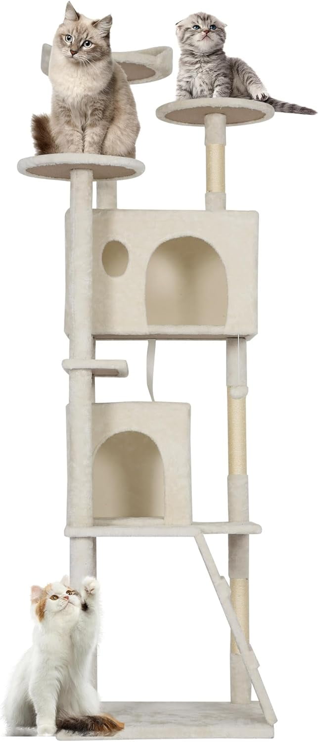 Cat Tree 54in Cat Tower Multi-Level Durable Cat Scratching Post & Cozy ...