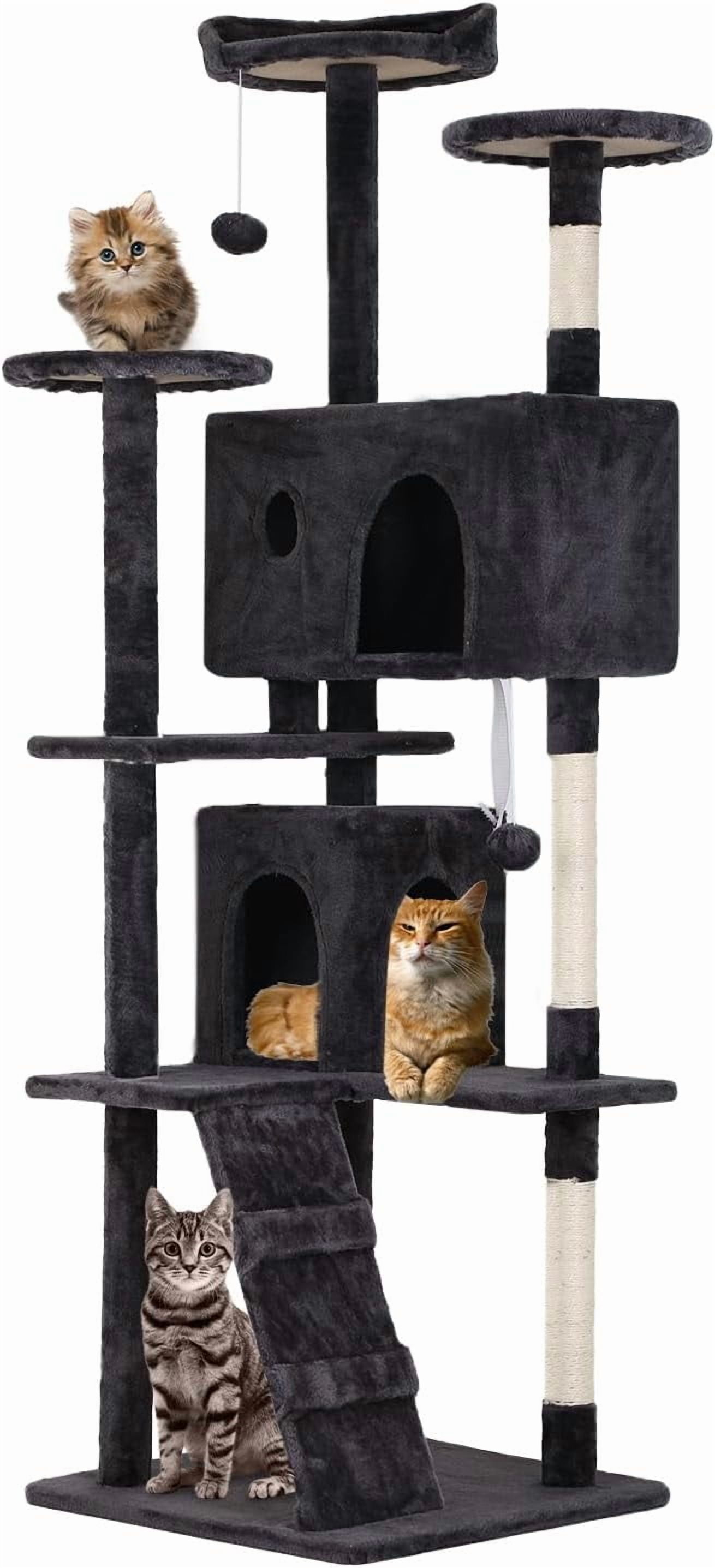 Cat Tree 54in Cat Tower Multi-Level Durable Cat Scratching Post & Cozy ...