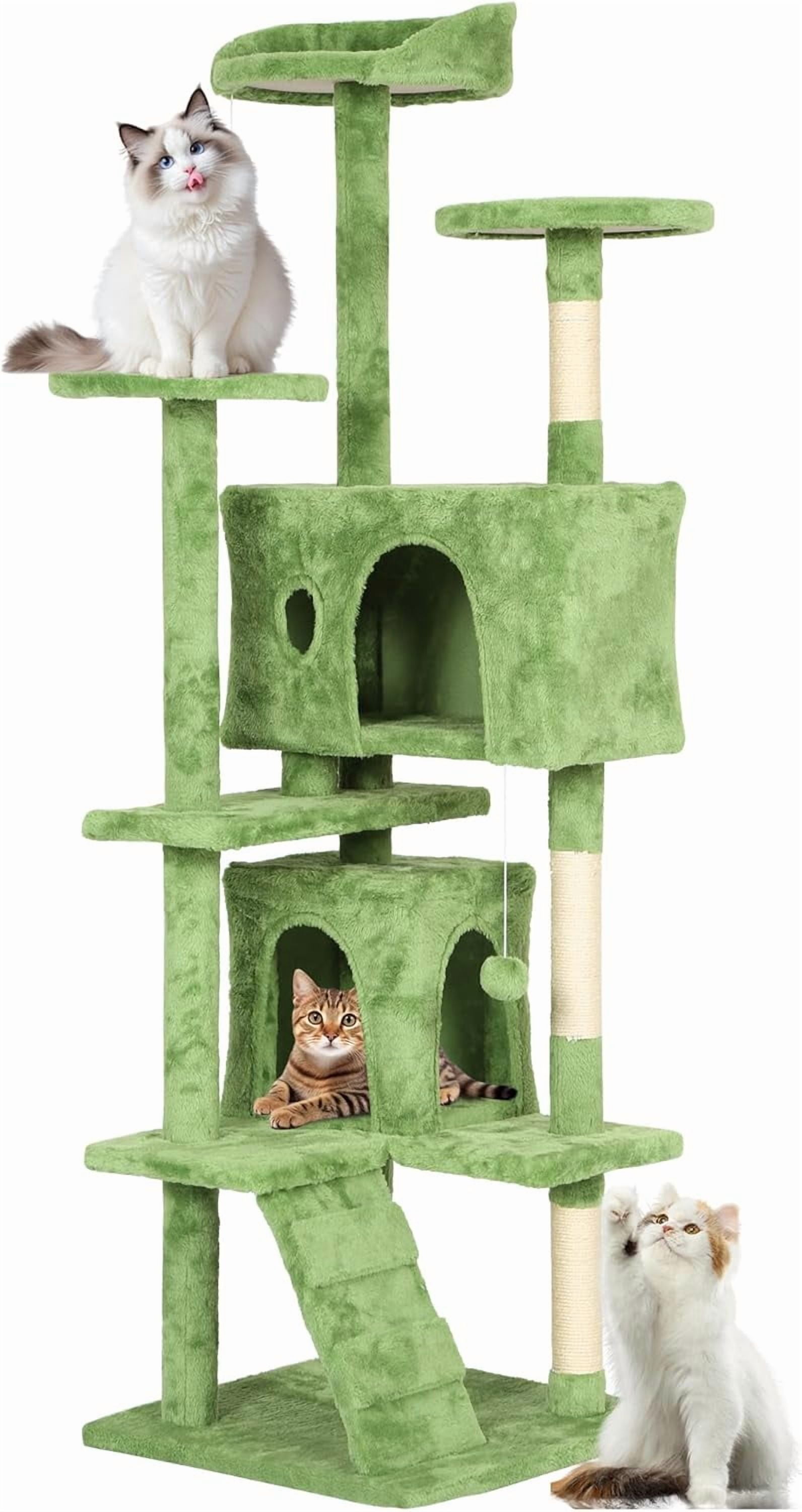 Cat Tree 54in Cat Tower Multi-Level Durable Cat Scratching Post & Cozy ...
