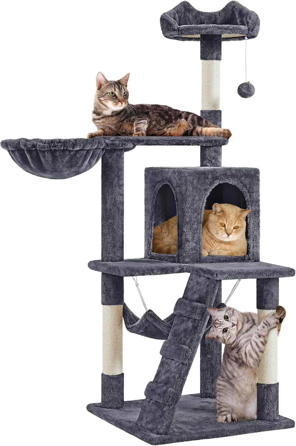 Cat Tree, 54in Tall Cat Tower for Indoor Cats, Multi-Level Cat ...
