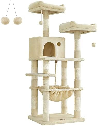 Cat Tree, 56.3-Inch Cat Tower for Indoor Cats, Multi-Level Cat Condo ...