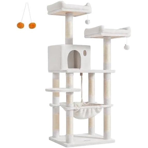 Cat Tree, 56.3-Inch Cat Tower for Indoor Cats, Multi-Level Cat Condo ...