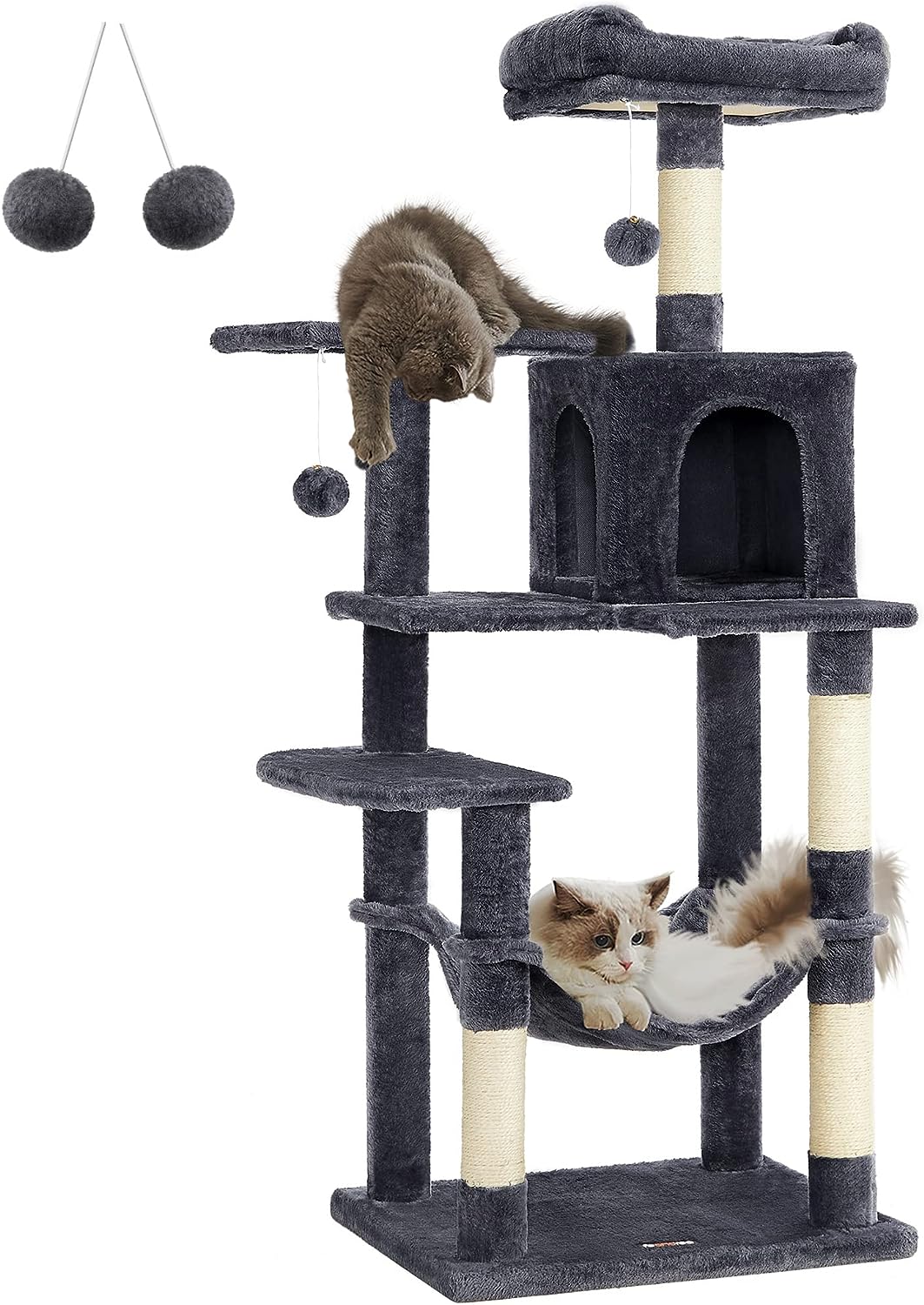 Cat Tree, 56.3-Inch Cat Tower for Indoor Cats, Multi-Level Cat Condo ...