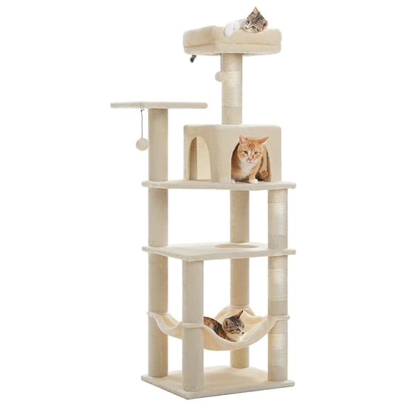 Cat Tree 56.3'' Multi-Level Tower, Cat Condo with Scratching Posts ...
