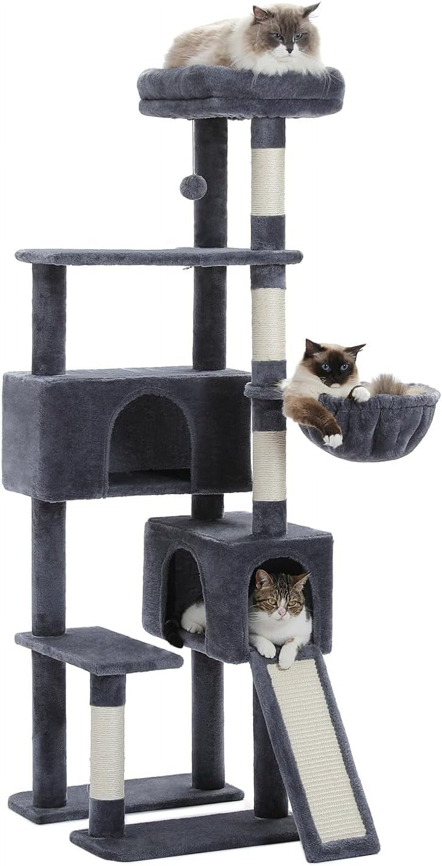 Cat Tree, 60 Inches Cat Tower with Dual Condos, Spacious Perch, Cozy ...