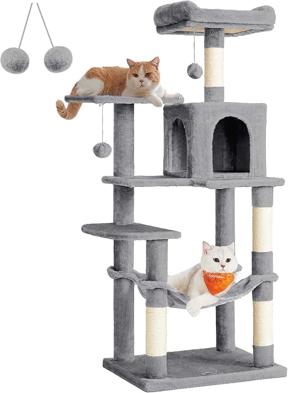 MY Cat Tree, 61-Inch Cat Tower for Indoor Cats, Plush Multi-Level Cat ...