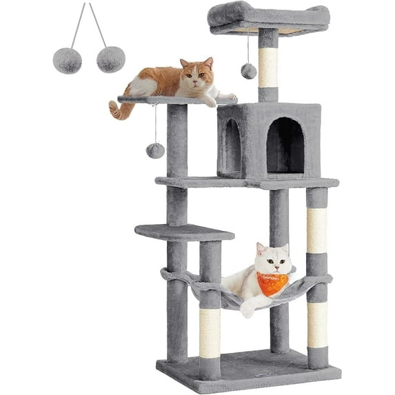 MY Cat Tree, 61-Inch Cat Tower for Indoor Cats, Plush Multi-Level Cat ...
