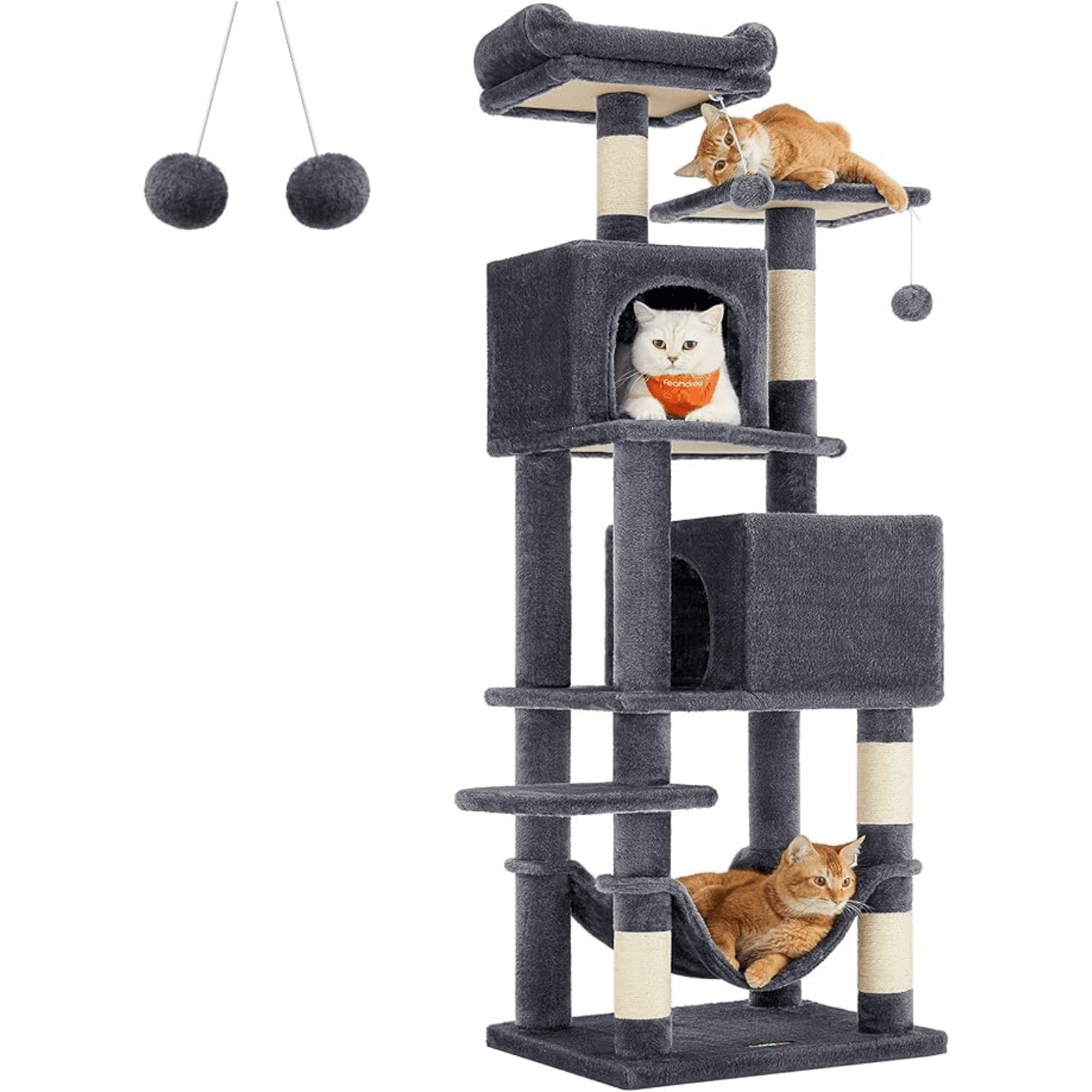 Cat Tree, 61-Inch Cat Tower for Indoor Cats, Plush Multi-Level Cat ...