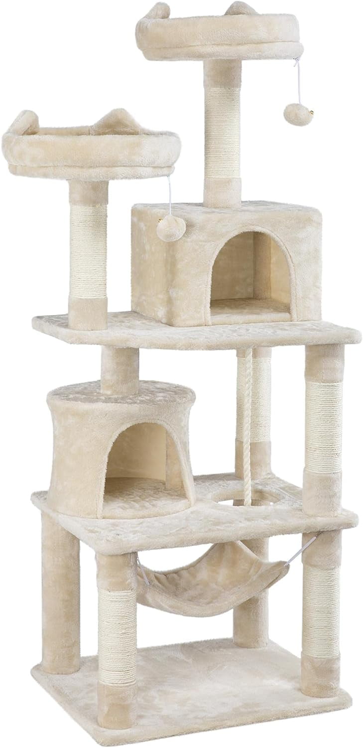 Cat Tree, 62.2 in Cat Towers for Indoor Cats, Multi-Level Cat Condo ...