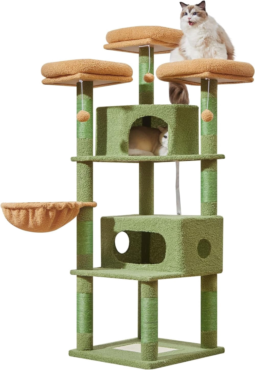 Cat Tree, 62.2-Inch Cat Tower for Indoor Cats Adult, Multi-Level Cat ...