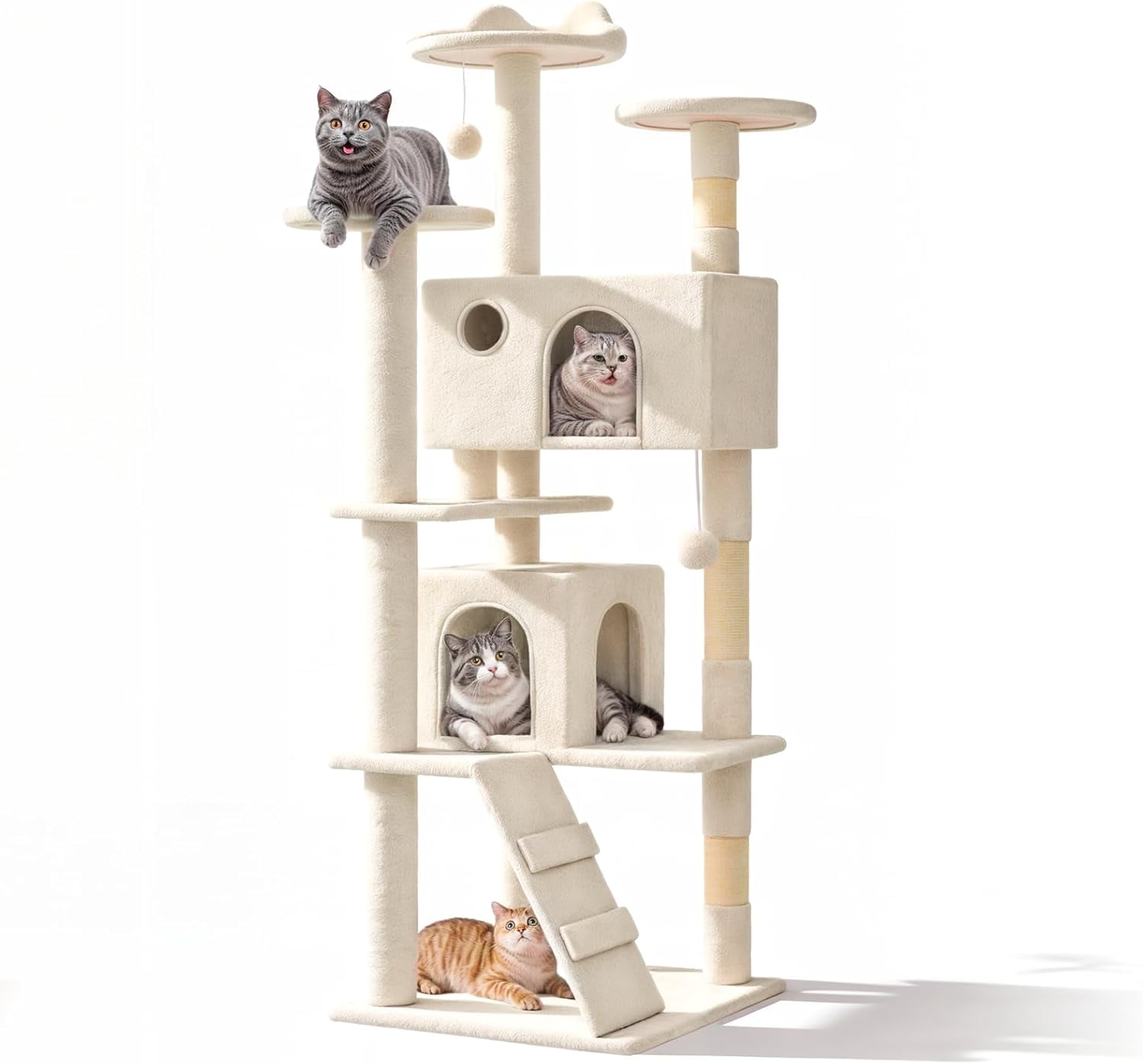 Cat Tree, 62 Inch Cat Tower for Indoor Cats, Multi-Level Cat Tree Tower ...