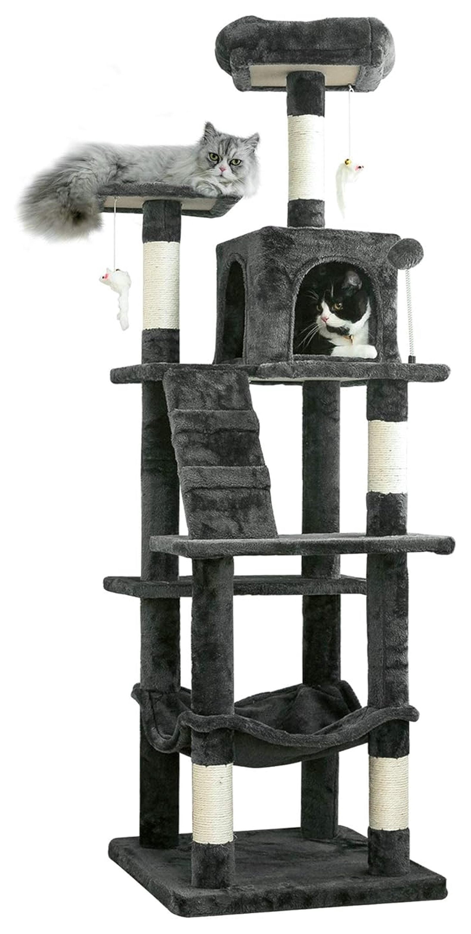 Cat Tree 63.8 Inch Multi-Level Tower for Large Cats, Sisal Scratching ...