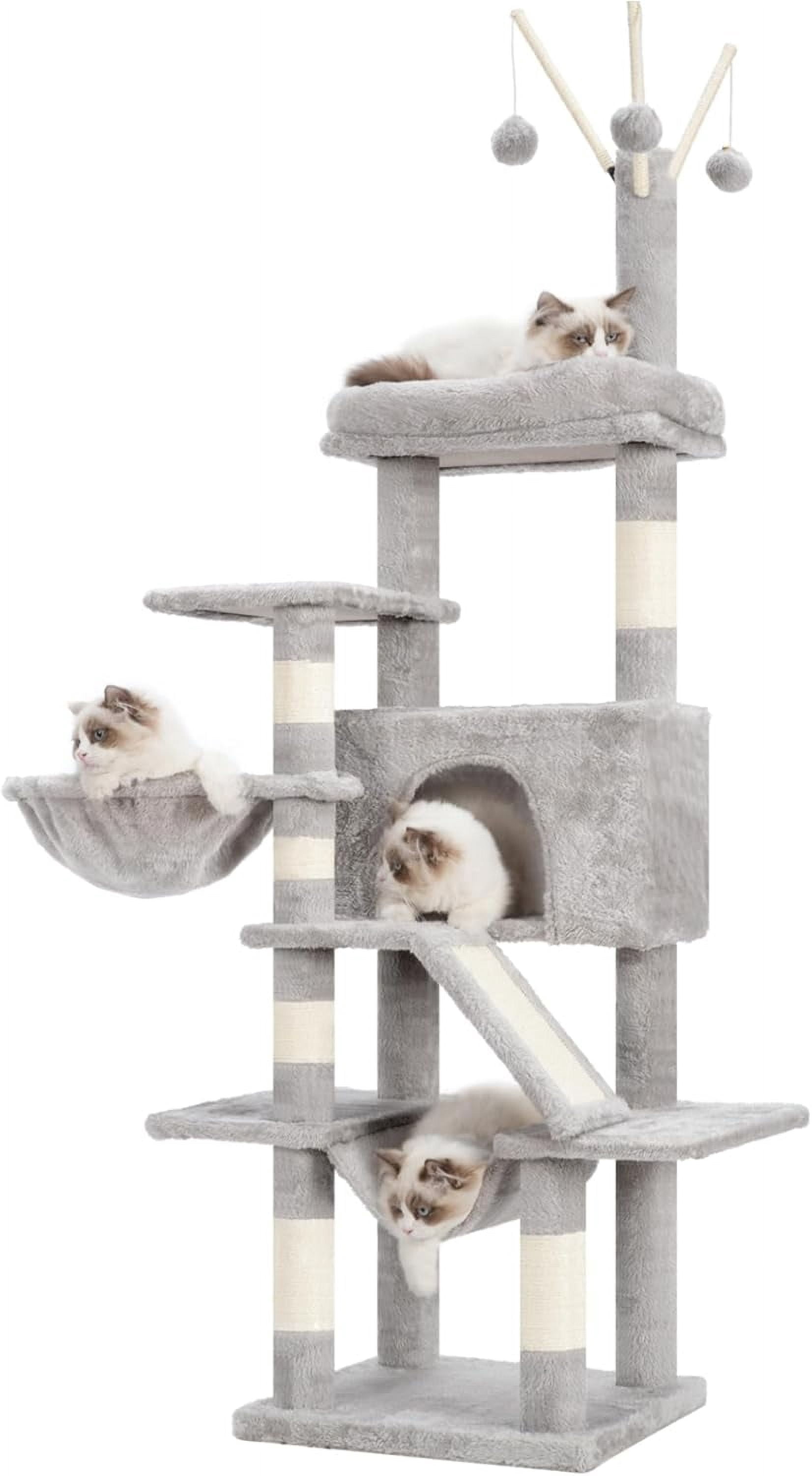 Cat Tree, 63 inch Multi-Level Cat Tower for Indoor Cats, Cat Condo with ...