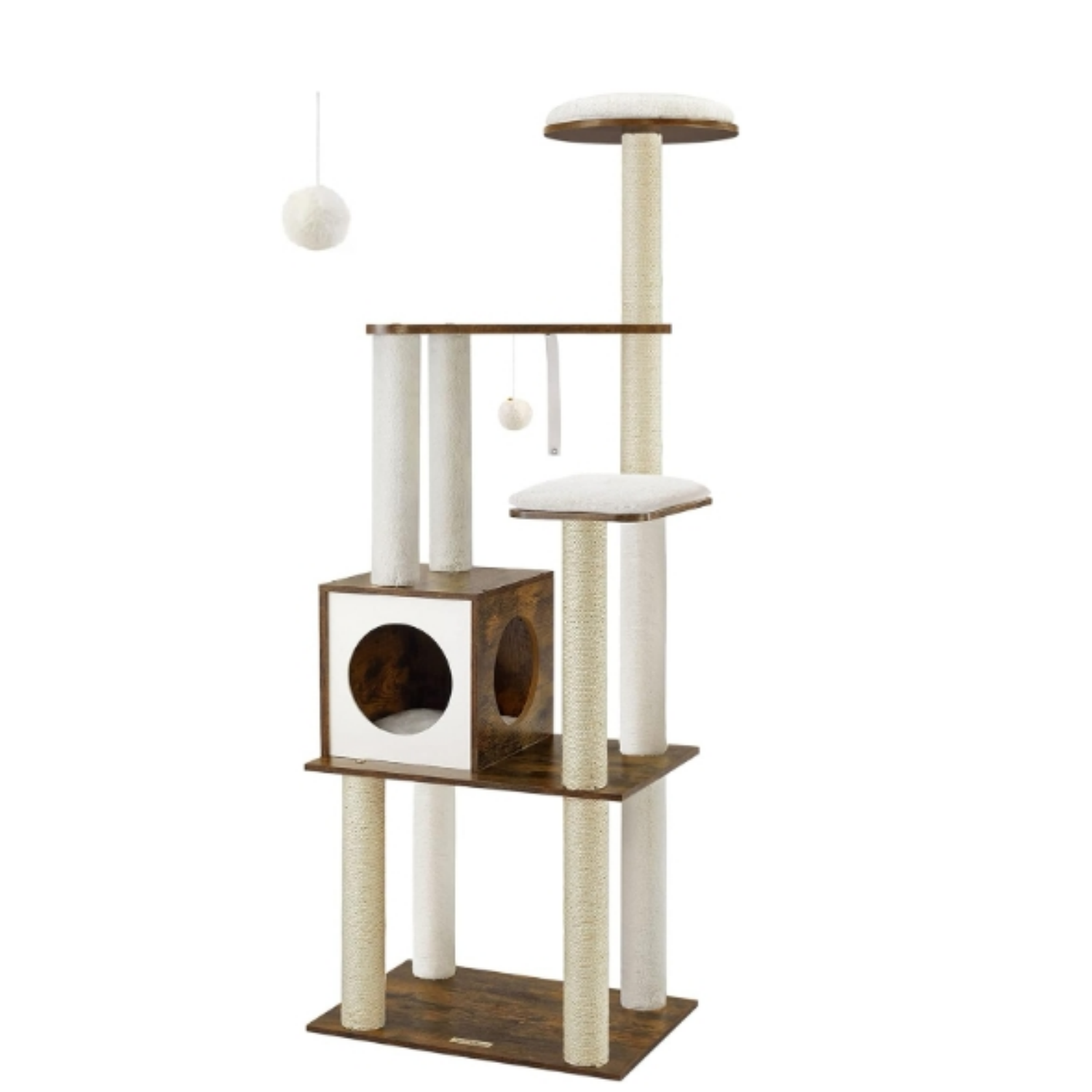 Cat Tree, 65-Inch Modern Cat Tower for Indoor Cats, Multi-Level Cat ...