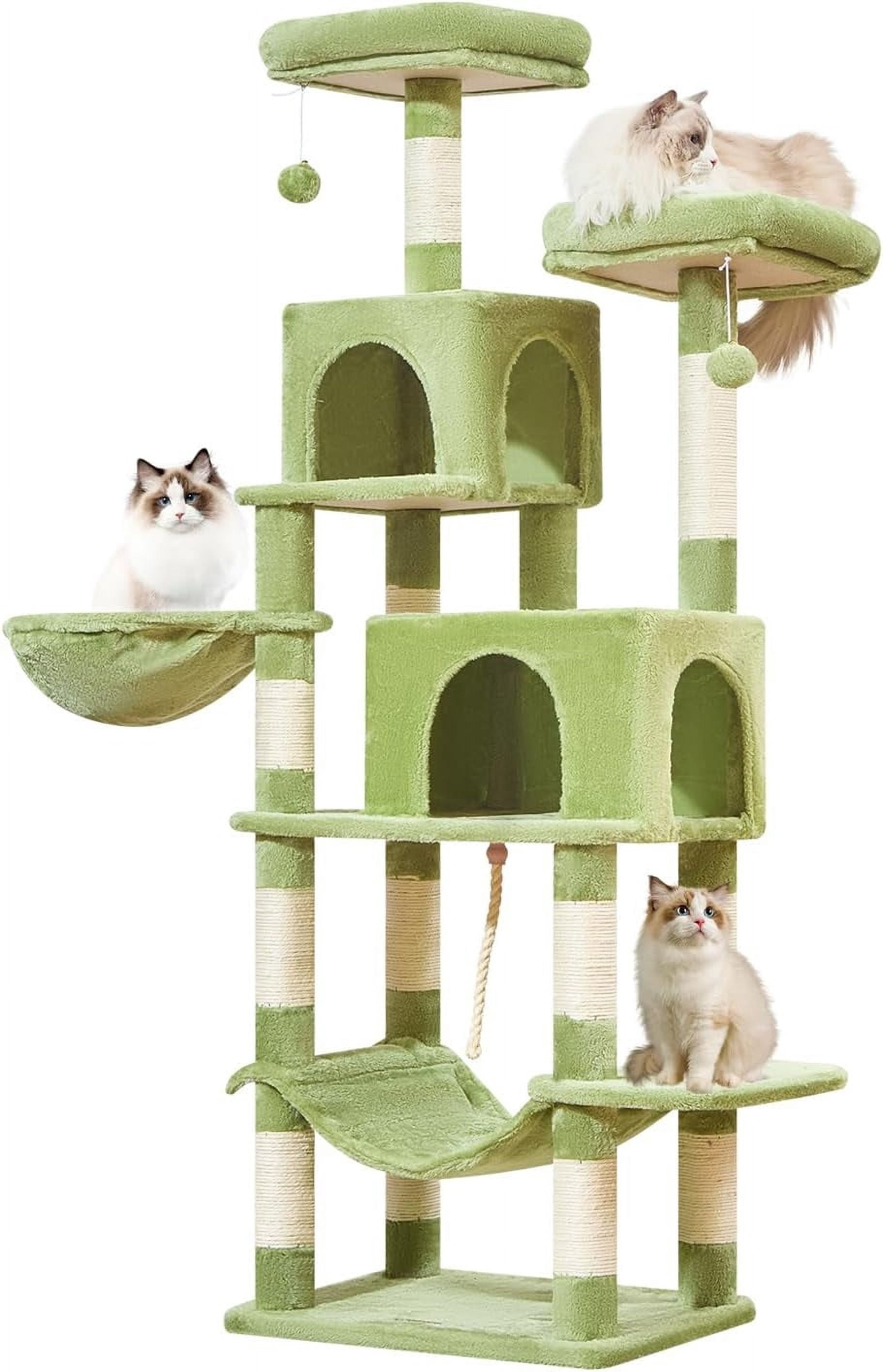 Cat Tree, 66.2-Inch Cat Tower for Indoor Cats, Plush Multi-Level Cat ...