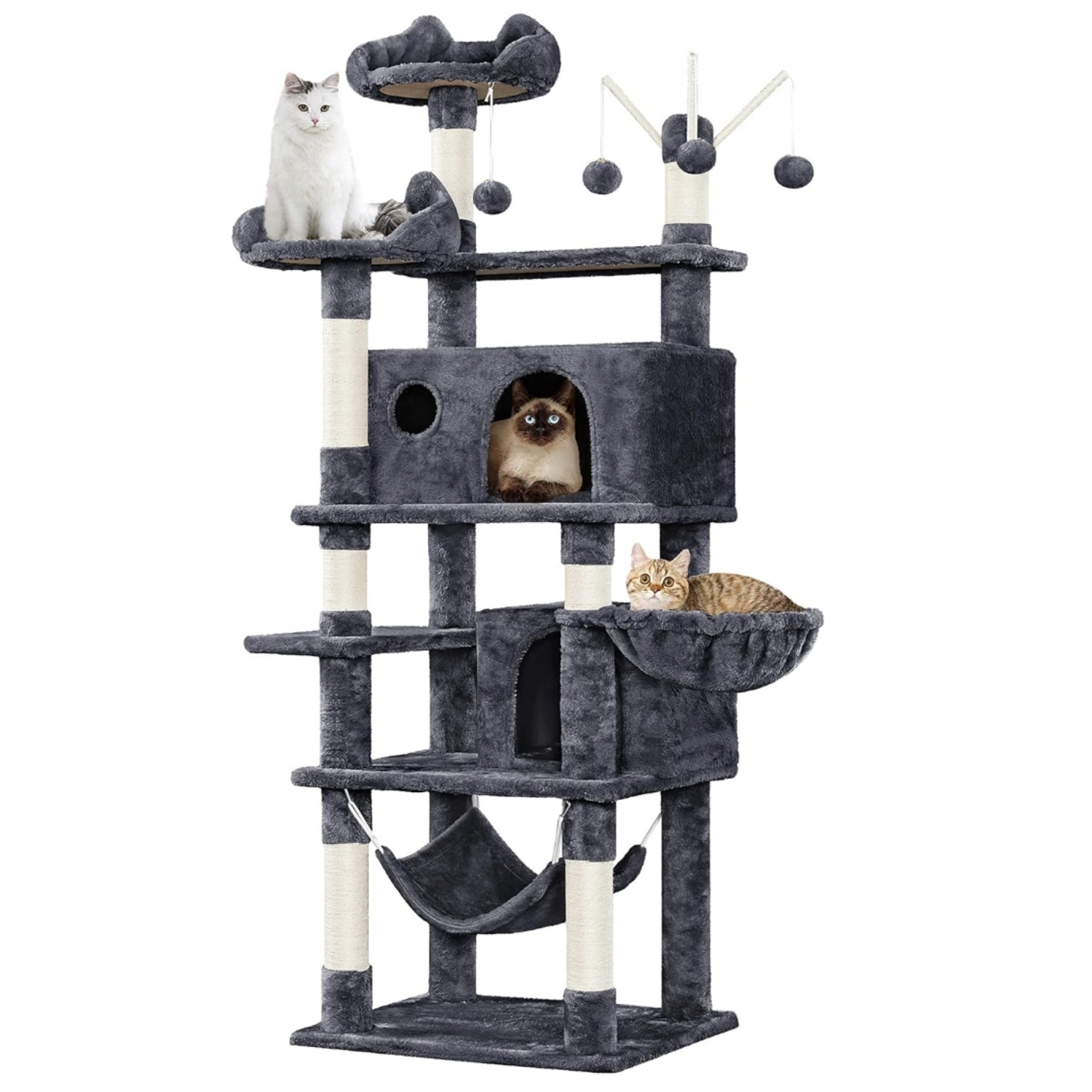 Cat Tree, 67in Cat Tower for Indoor Cats, Multi-Level Cat Condos with 3 ...