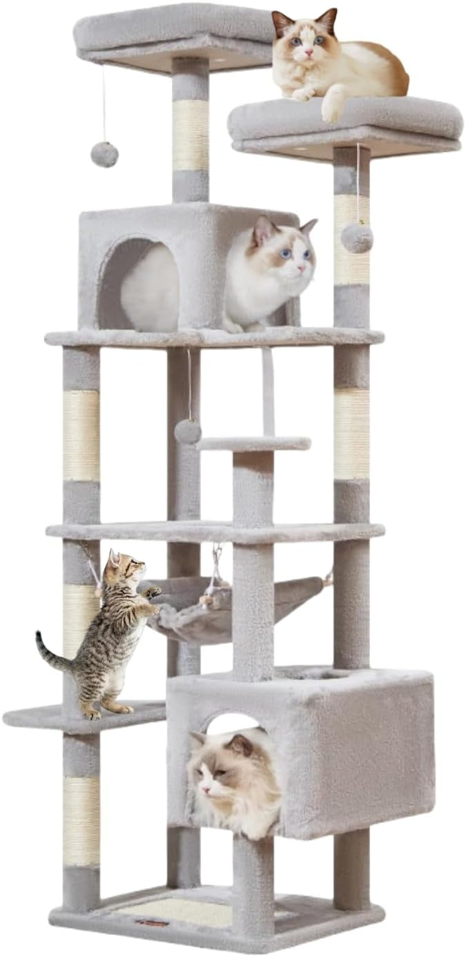 Cat Tree, 68-Inch Cat Tree Cat Tower for Indoor Cats, Plush Multi-Level ...