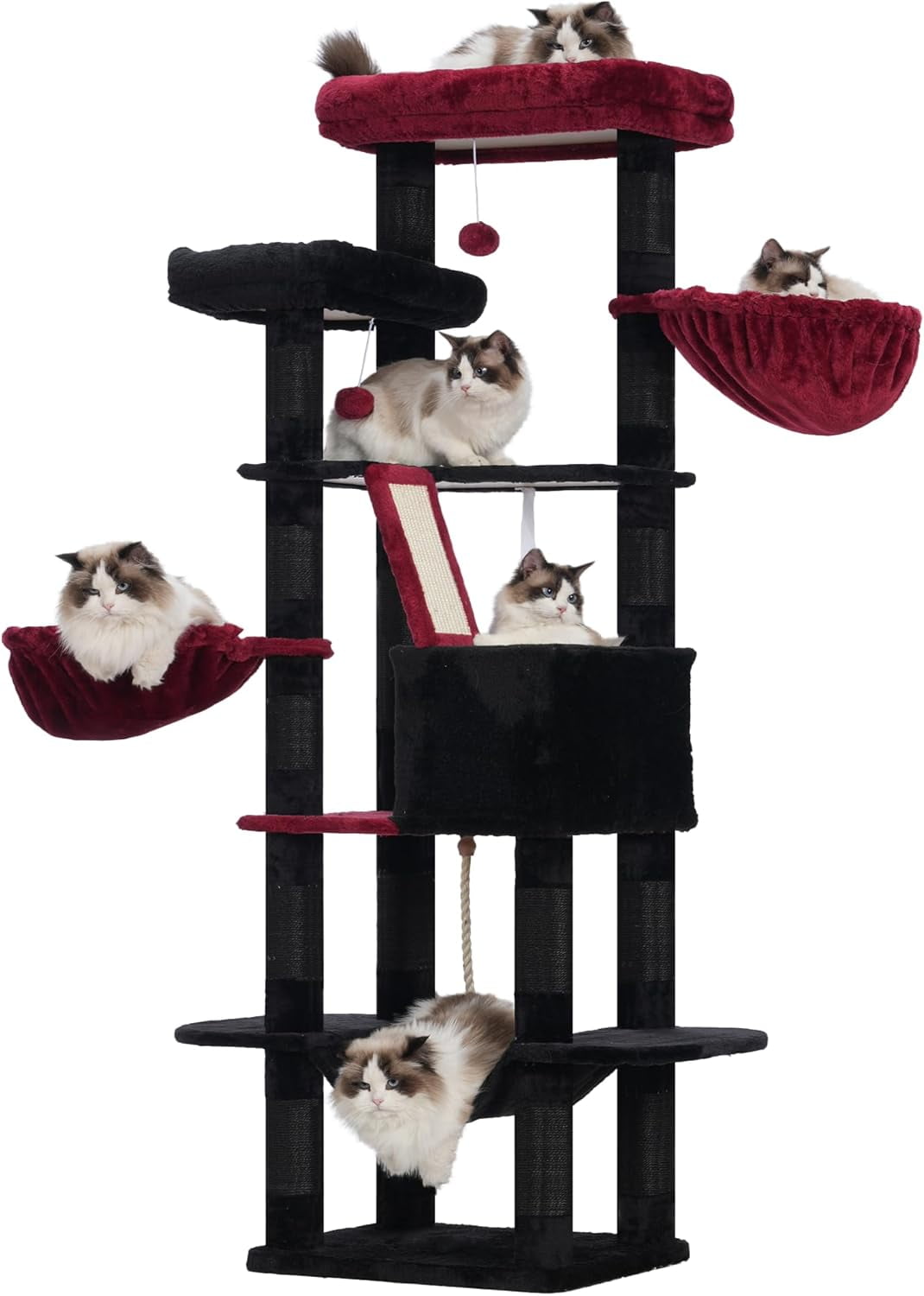 Cat Tree, 68 inch Multi-Level Cat Tower for Indoor Cats, 2 Widened ...