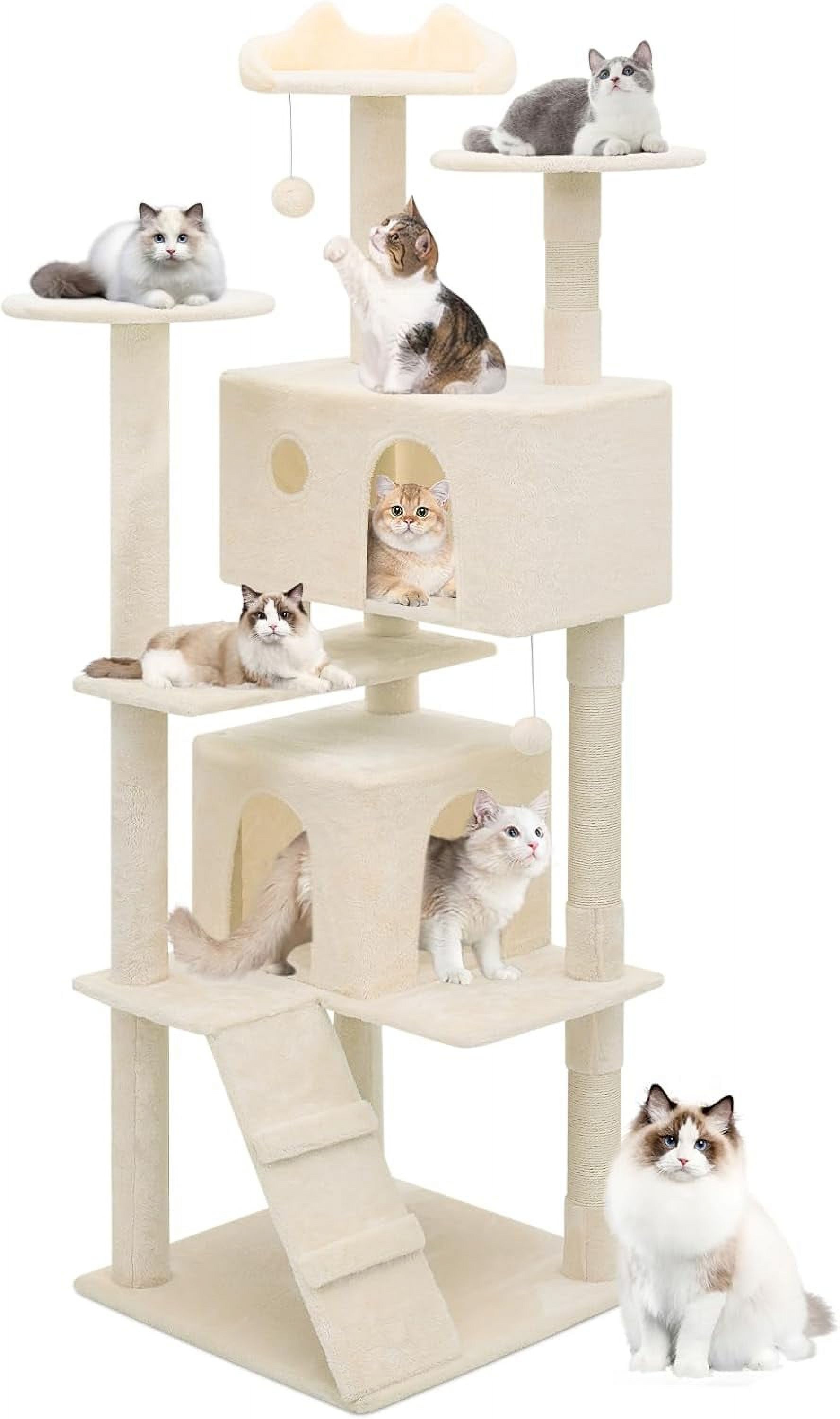 Cat Tree, 70 Inch Cat Tree Tower with 2 Condo, Tall Cat Tower with ...