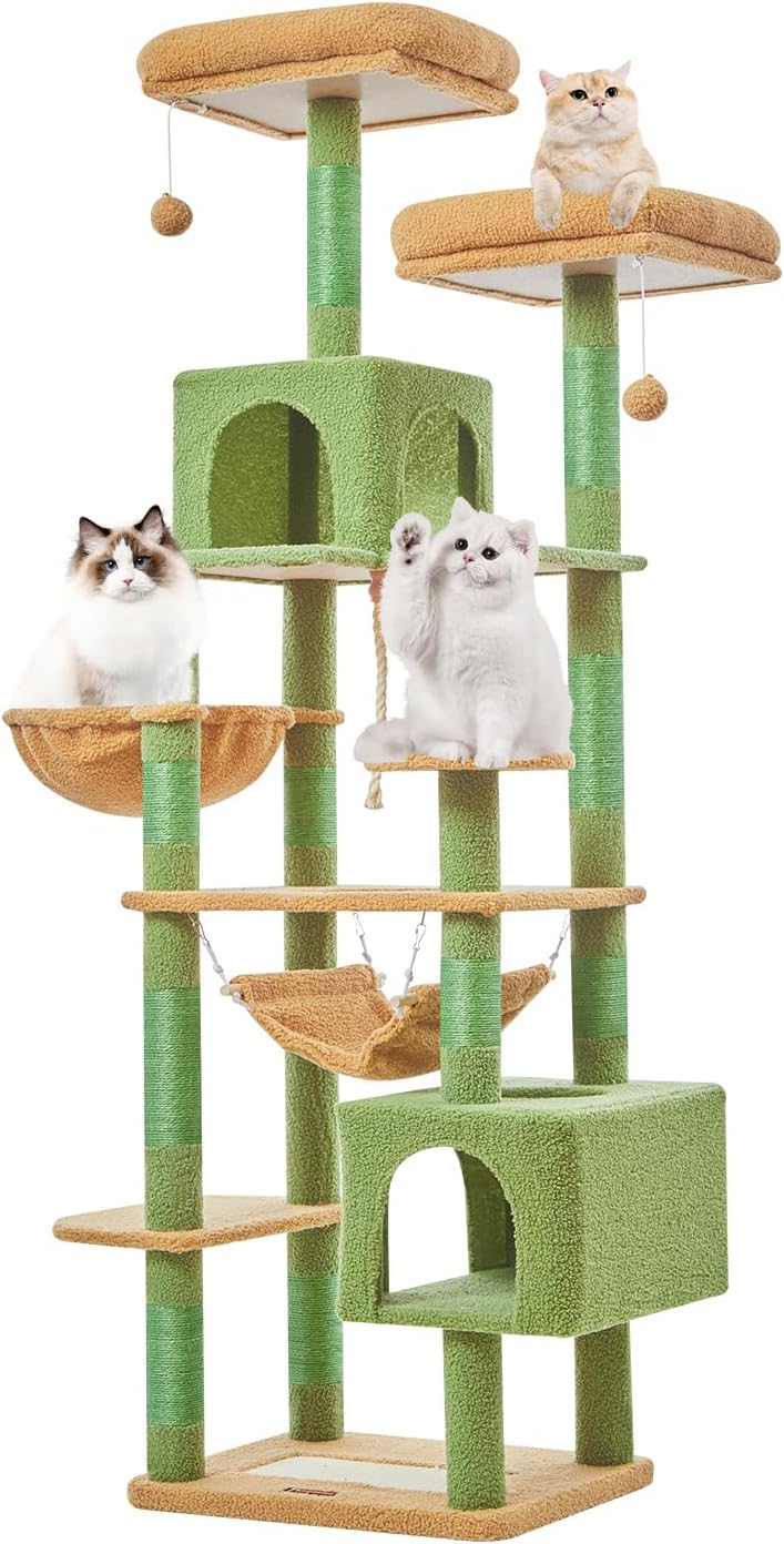Cat Tree, 71-Inch Cat Tree Cat Tower for Indoor Cats, Plush Multi-Level ...