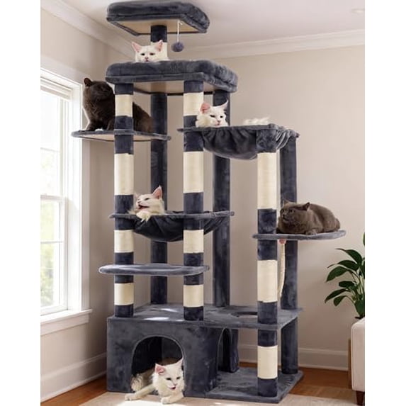 Cat Tree, 71-Inch Tall Cat Tower for Large Maine Coon Cats with Extra ...
